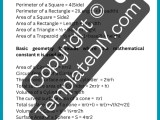 Basic Math Formulas Chart Template Printable Pdf Word