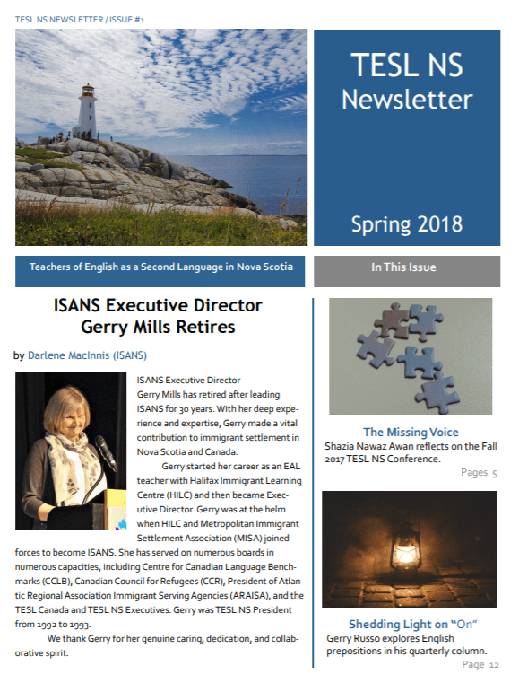 Spring 2018 Newsletter is out! | TESL NS