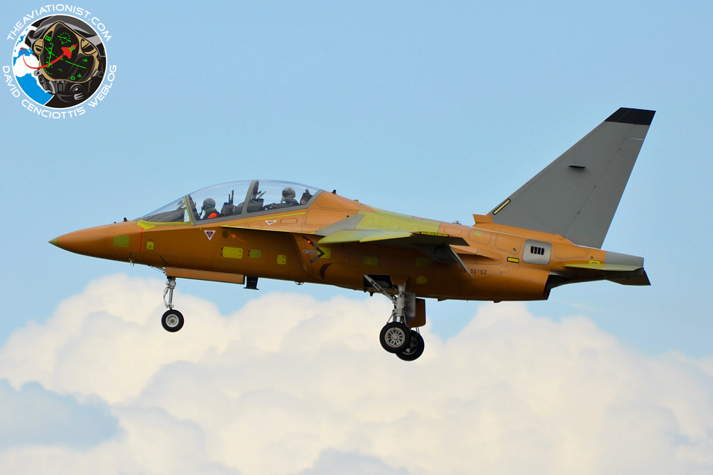 M-346 advanced combat trainer flying with air-to-air missile on the ...