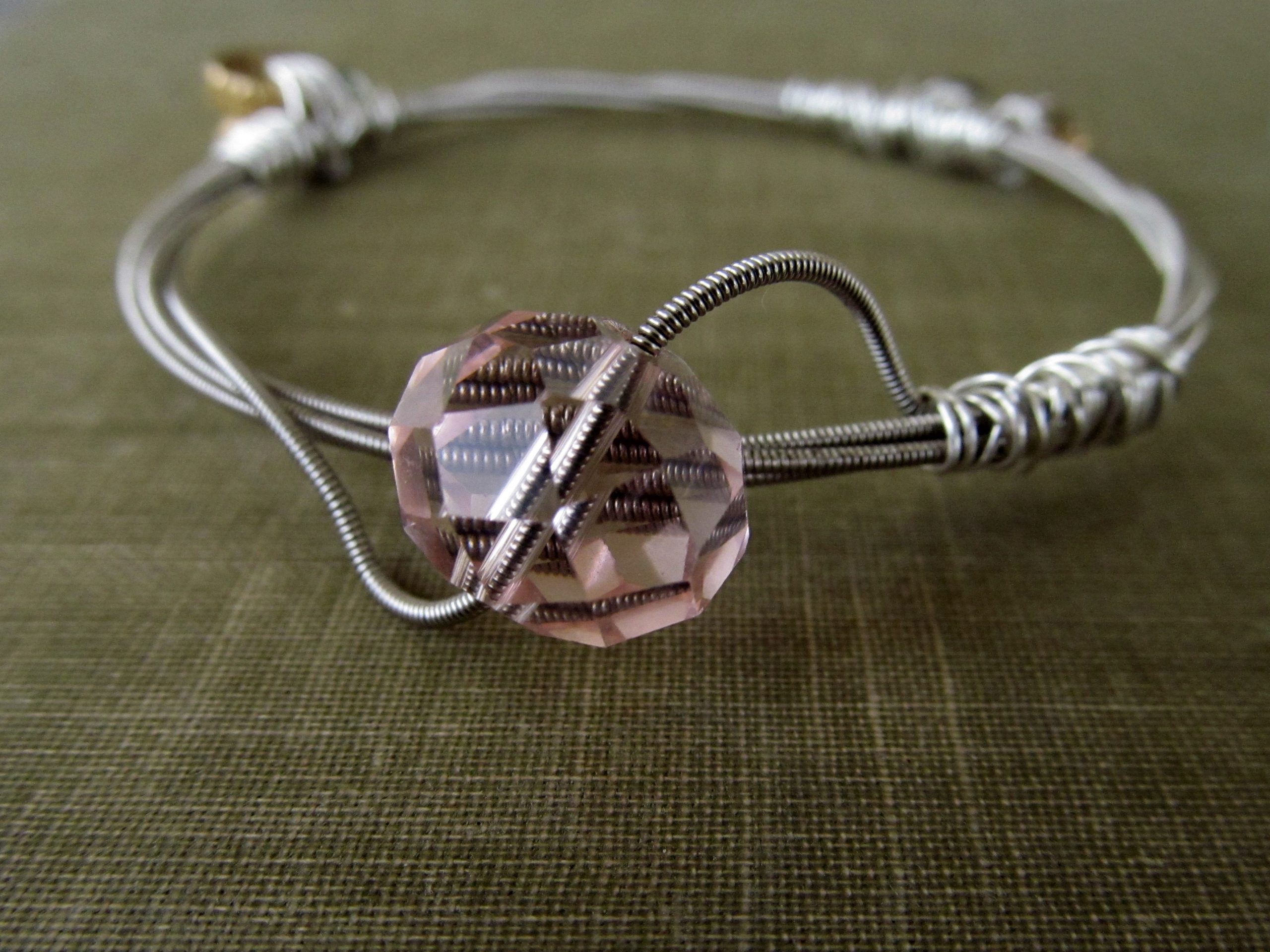Pink Rocker | Pink Guitar String Bangle | The Chestnut Forge