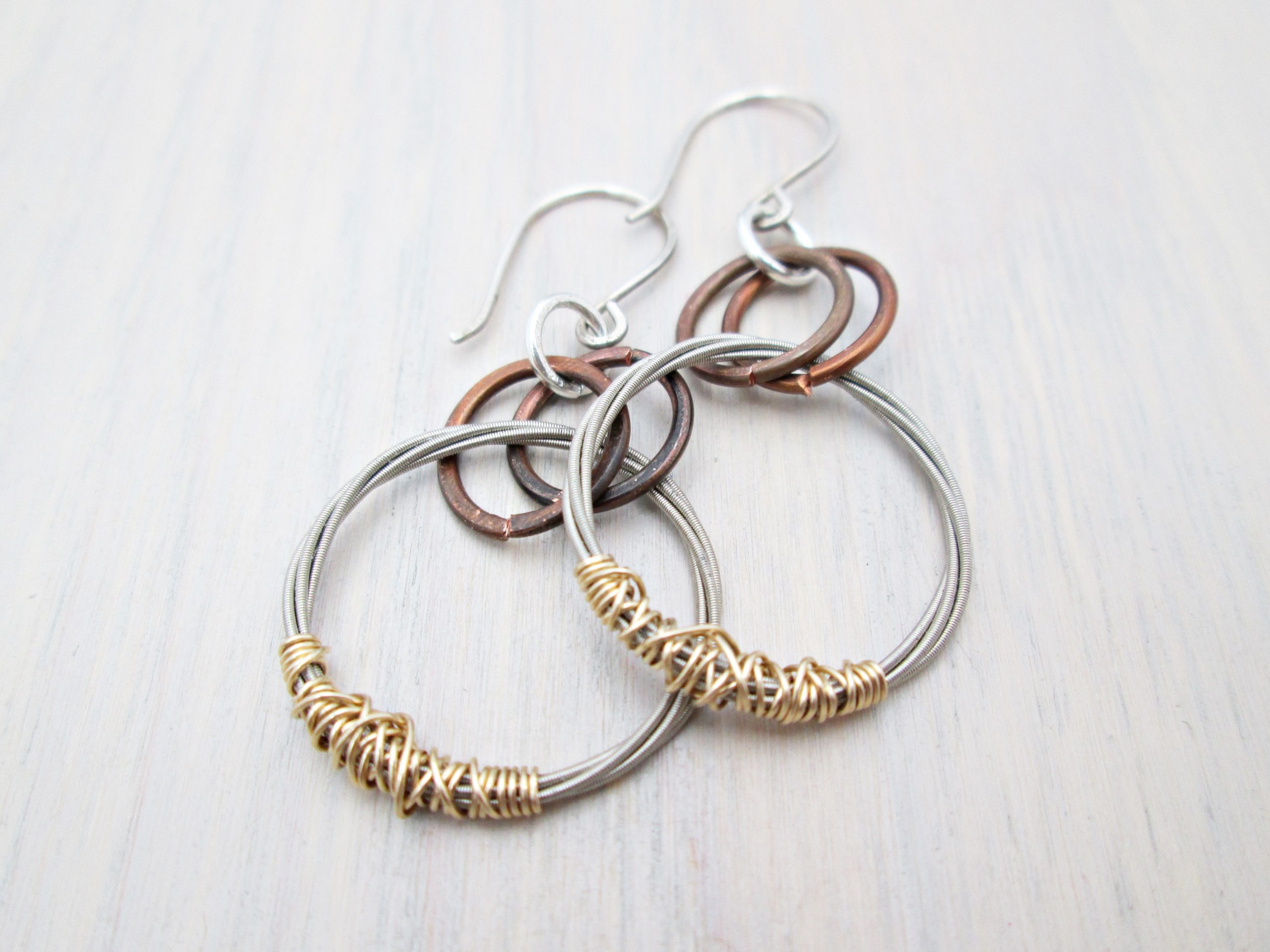 Salvaged Hoop Guitar String Earrings | The Chestnut Forge