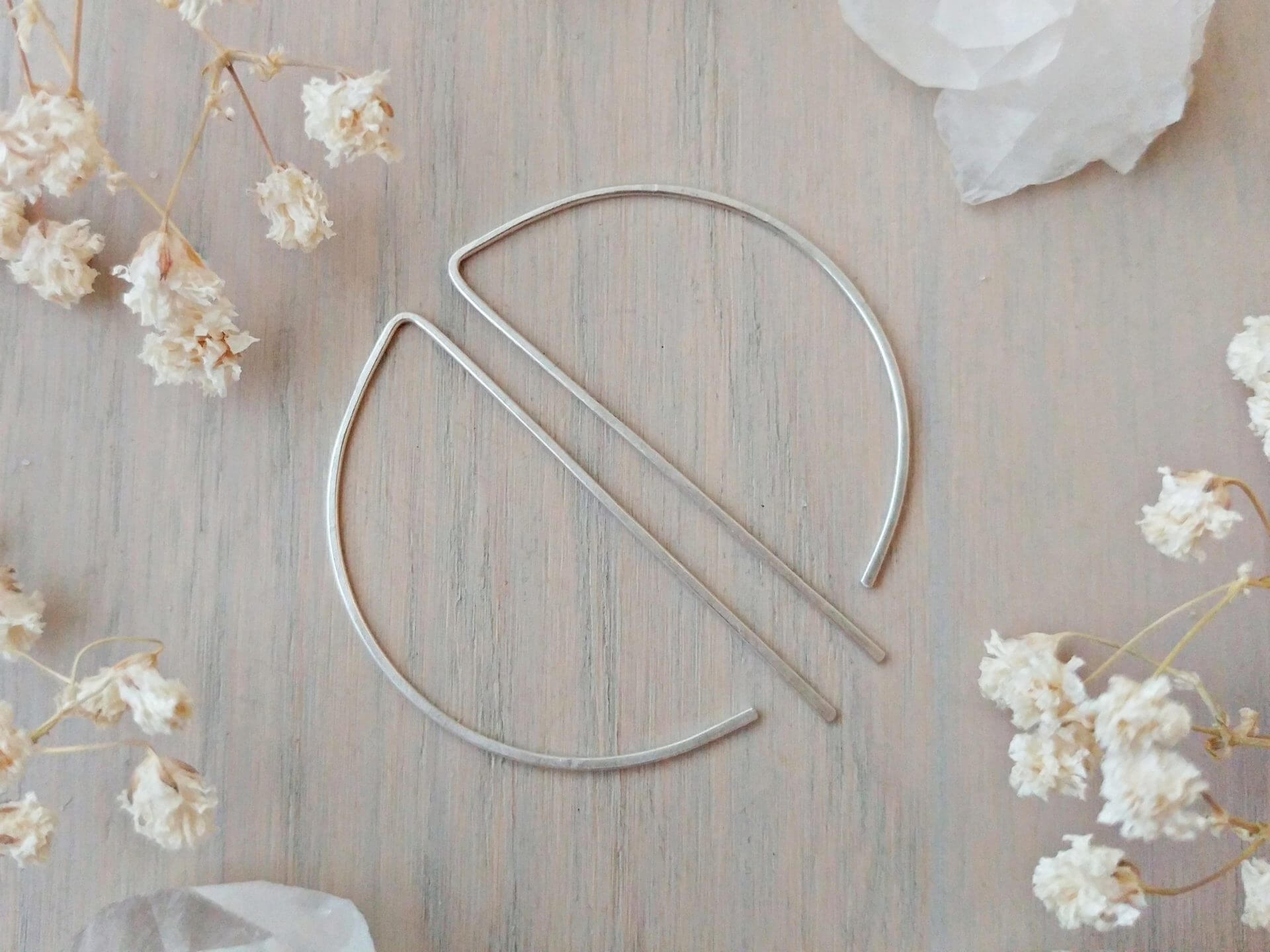 large half moon threader earrings | The Chestnut Forge