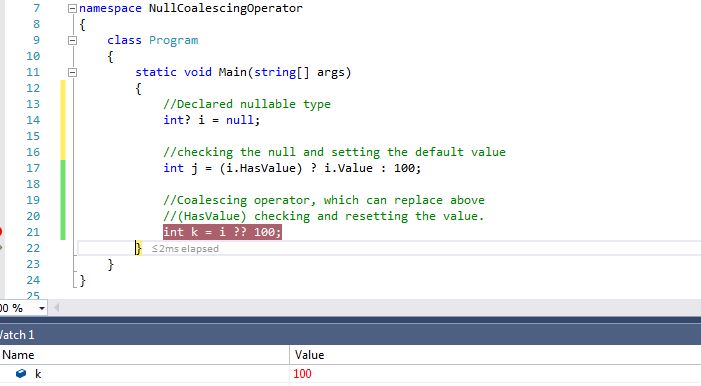 Null Coalescing Operator (??) in C#