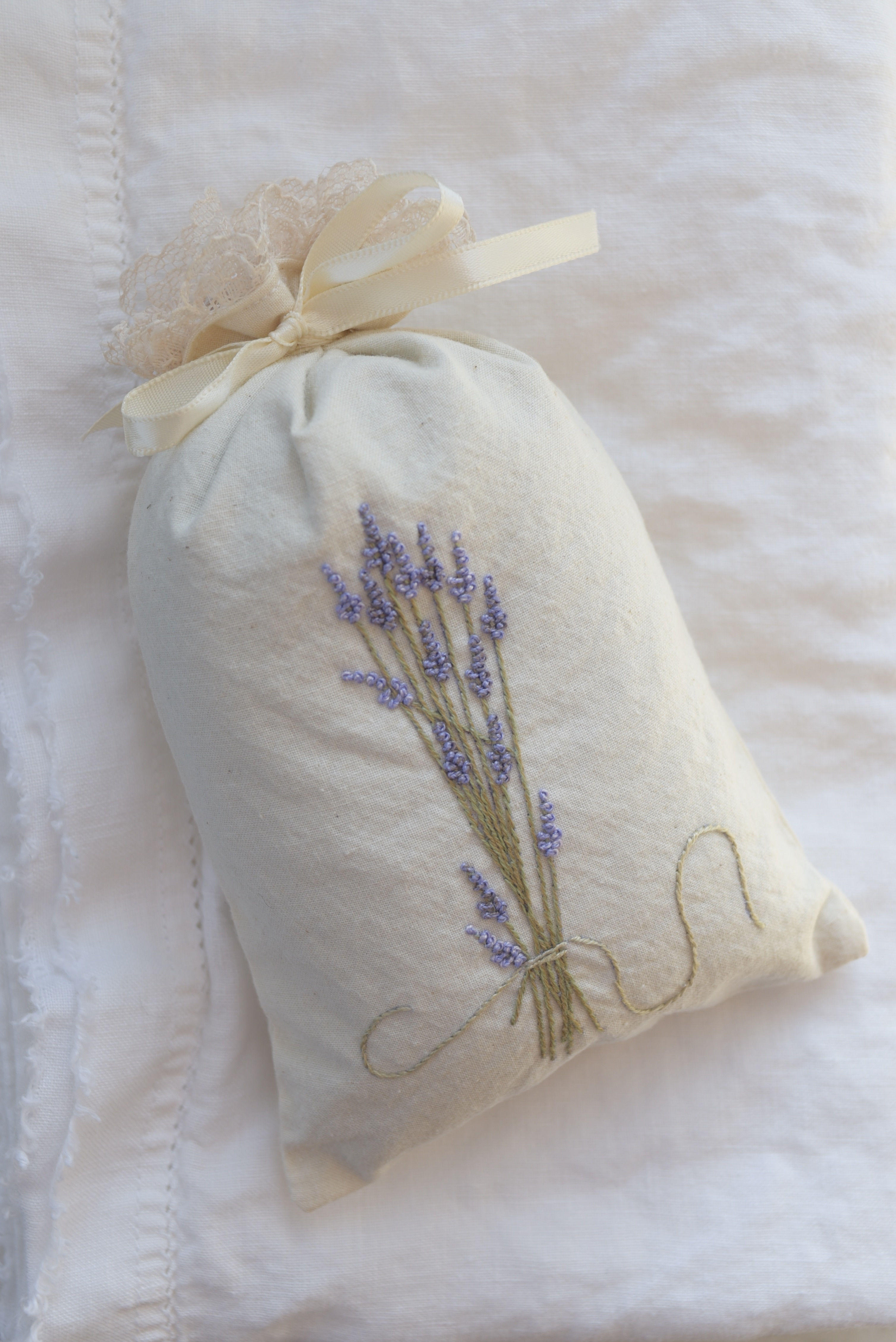 Embroidered Lavender Sachet | The Flower Frog