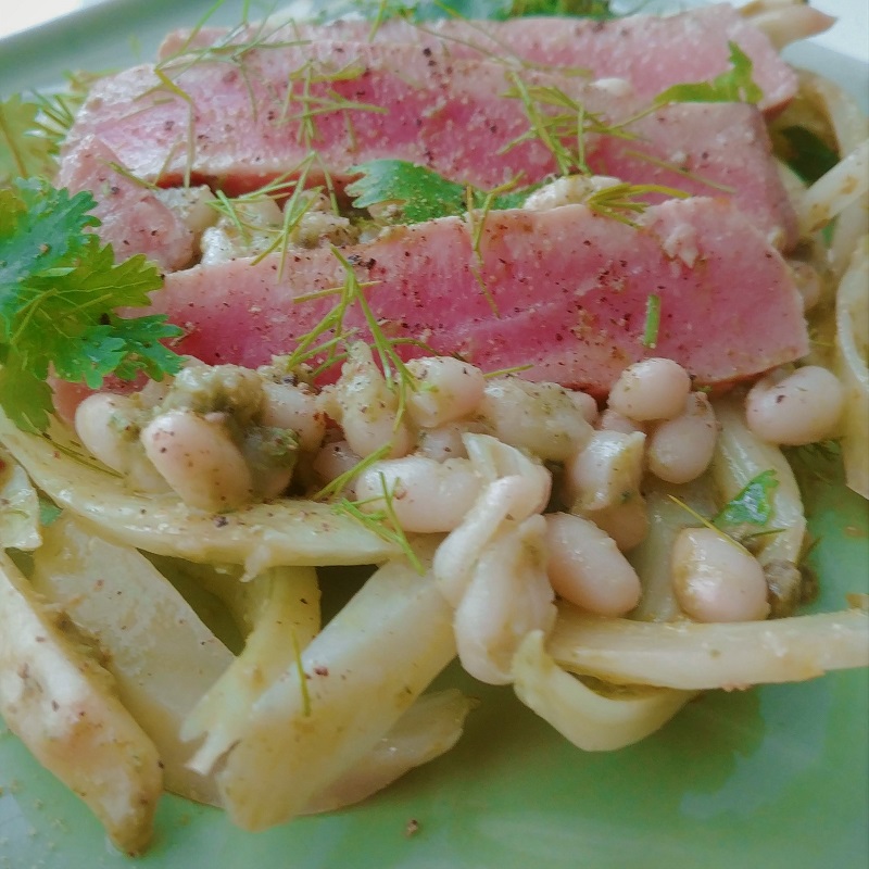 Grilled Tuna with Fennel and White Bean Salad – The Fuzzy Artichoke