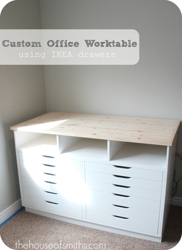 A Blogger's Office Makeover - Custom Office Worktable using Ikea ...