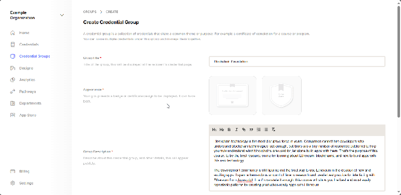 Creating Credential Group Hyperstack Smart Digital Certificates - Nature Textures - Modern HD Collection