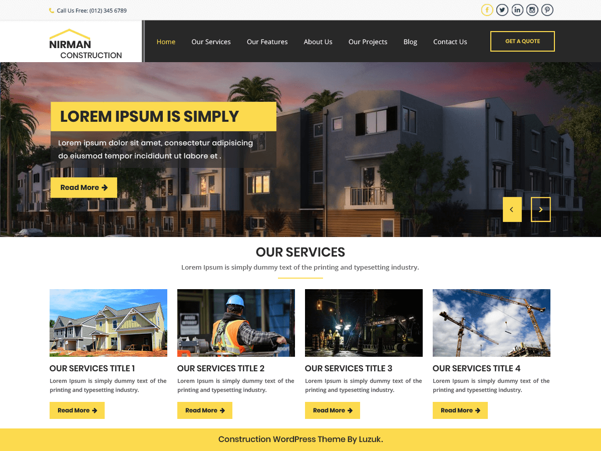 Nirman Construction – Tema WordPress | WordPress.org Brasil
