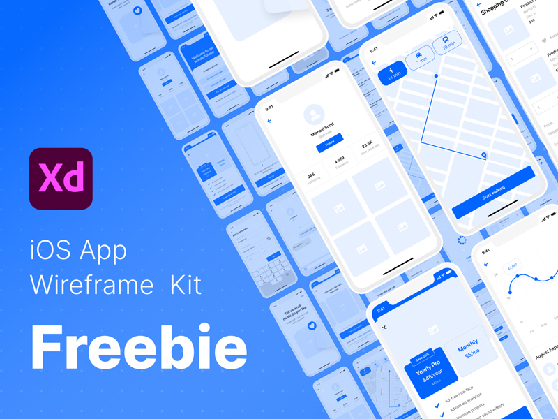 iOS App Wireframe Kit Freebie for Adobe XD | Theme-UI