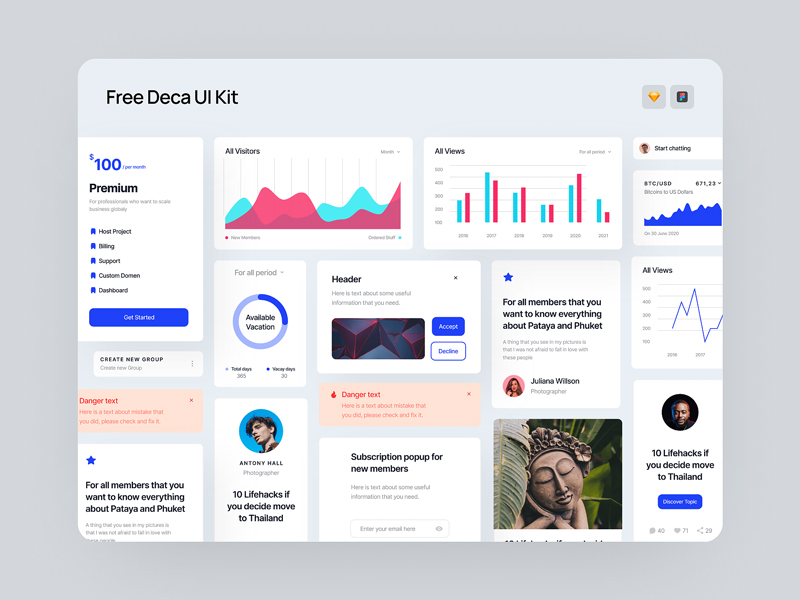 Deca Free UI Kit for Figma and Sketch | Theme-UI