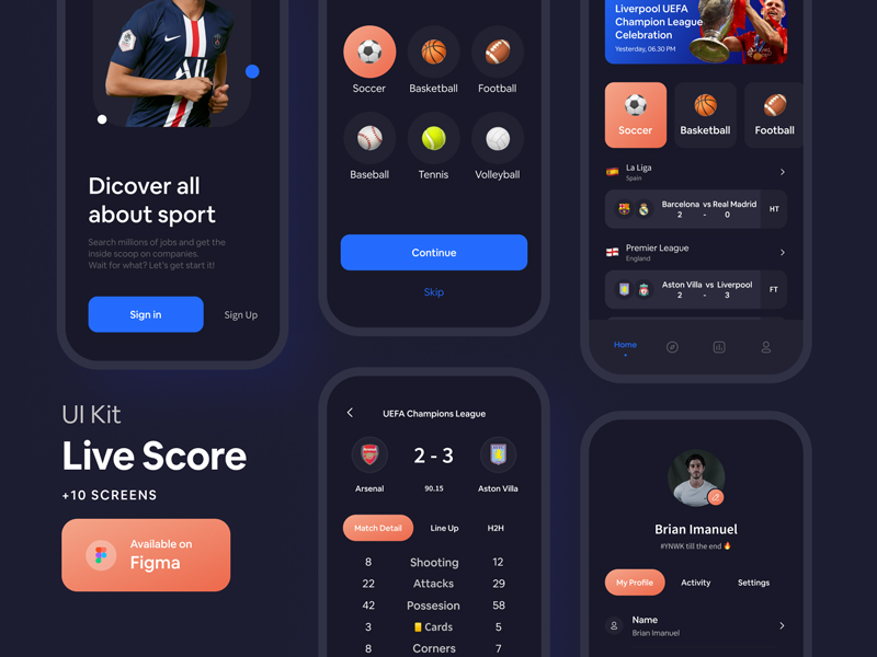 Live Score Free UI Kit for Figma | Theme-UI