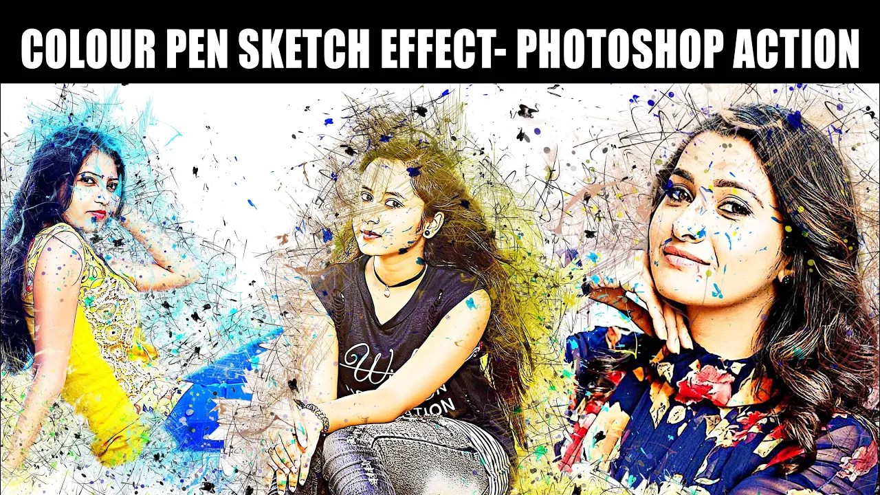 Colour pen Sketch effect Photoshop action - Thendral Barathi