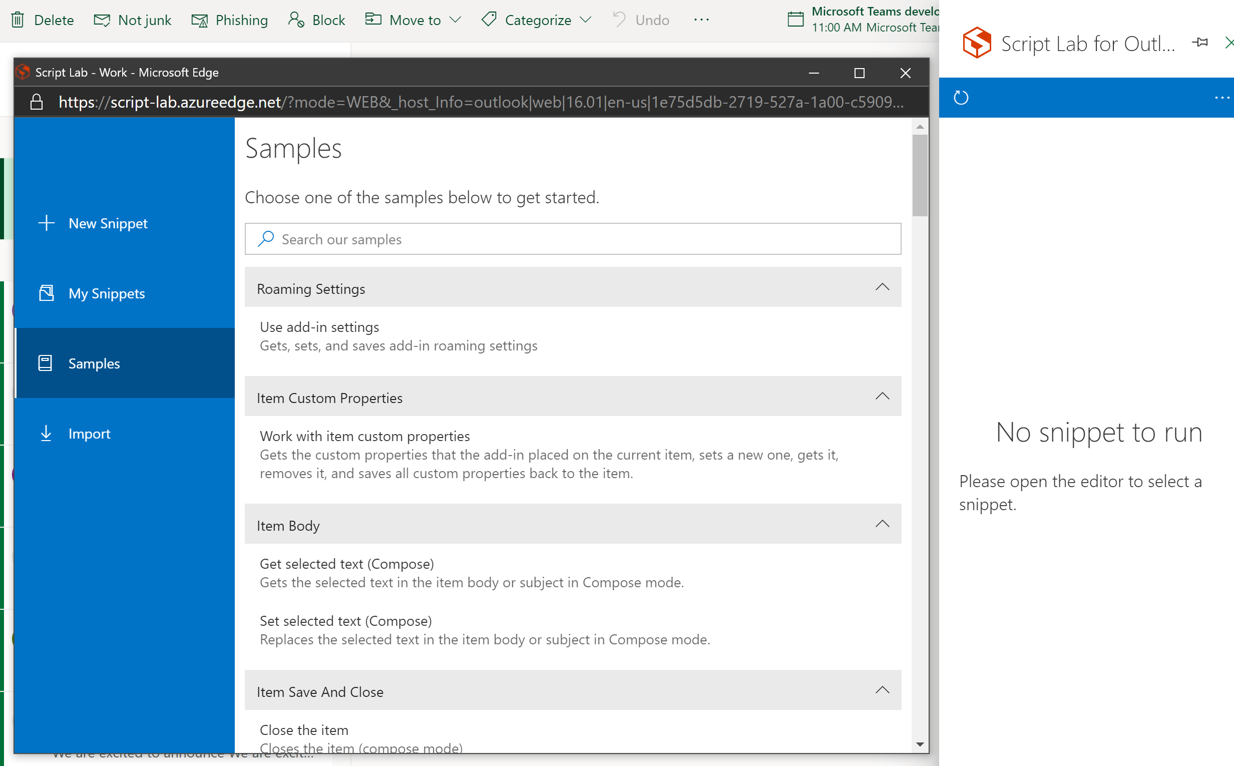 Script Lab for Outlook. Yeah!