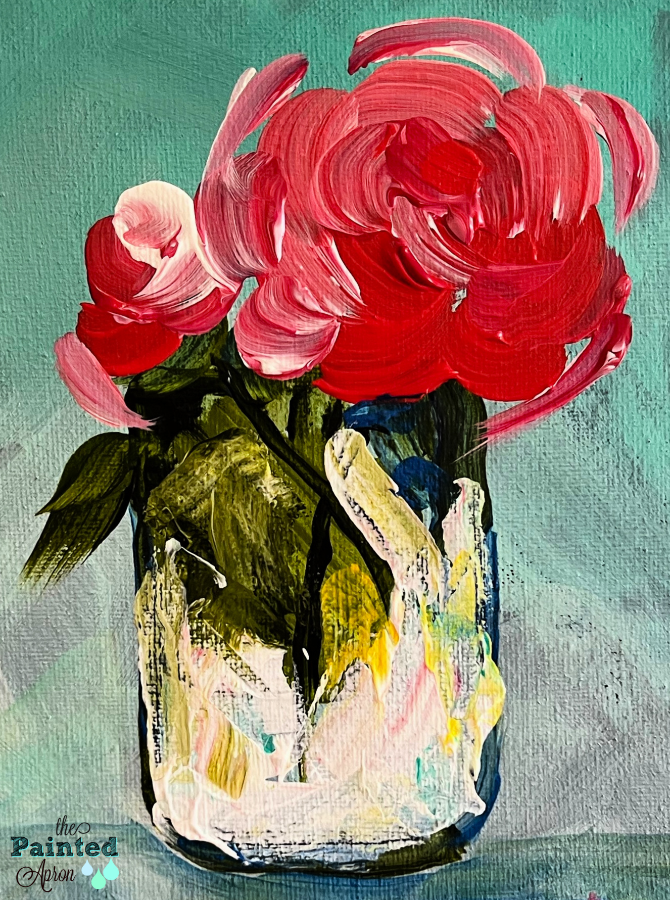 Fearless Friday, Red Roses Abstract Acrylic | The Painted Apron