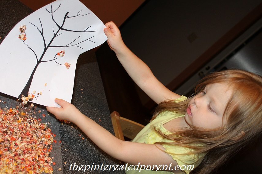 Colored Oats Fall Tree Craft – The Pinterested Parent