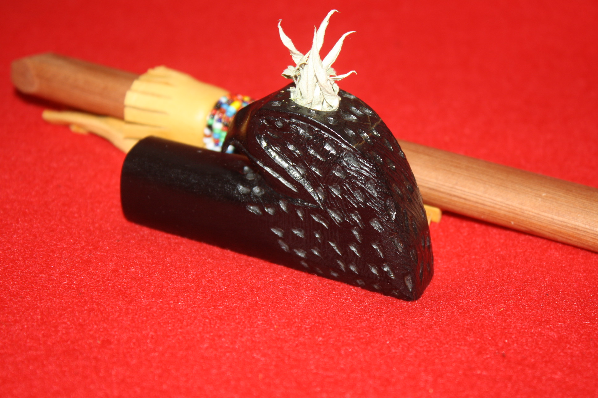 Black Pipestone Eagle Head Pipe 12″ – Lakota Creations