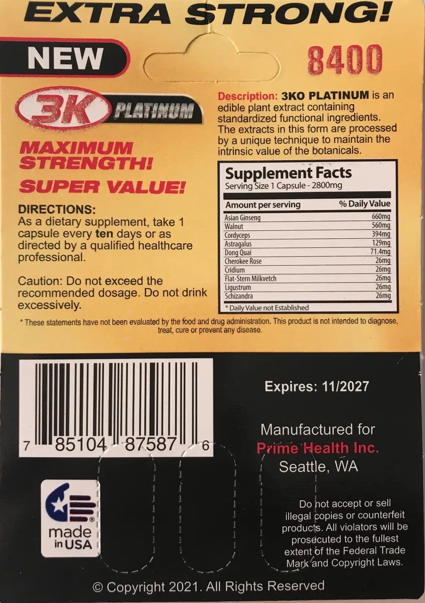 3K Gold Platinum 8400 Pill Male Sexual Enhancement Extra Strong – The ...