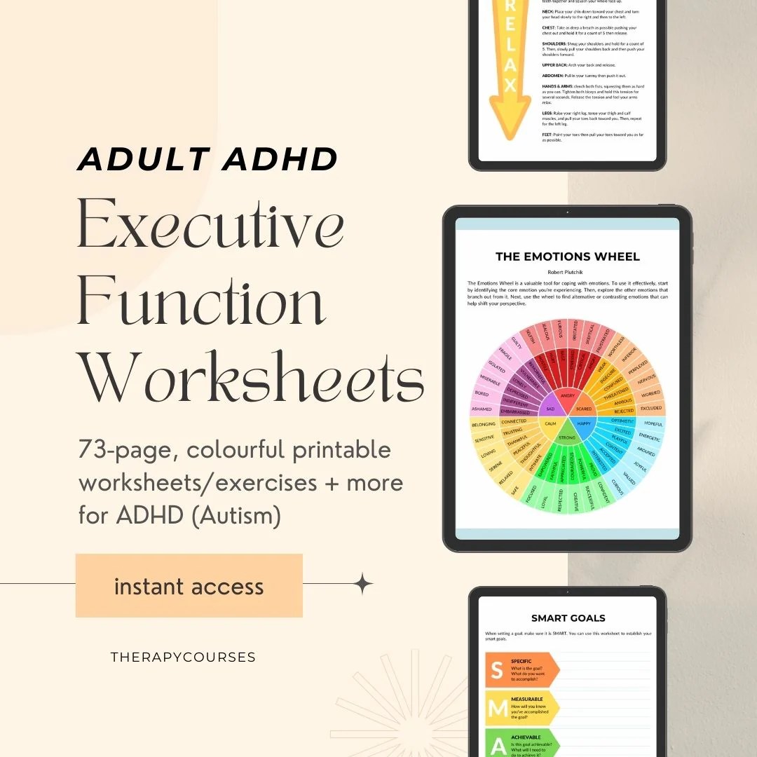 Adult Adhd Executive Function Worksheets Learn Skills Exercises P