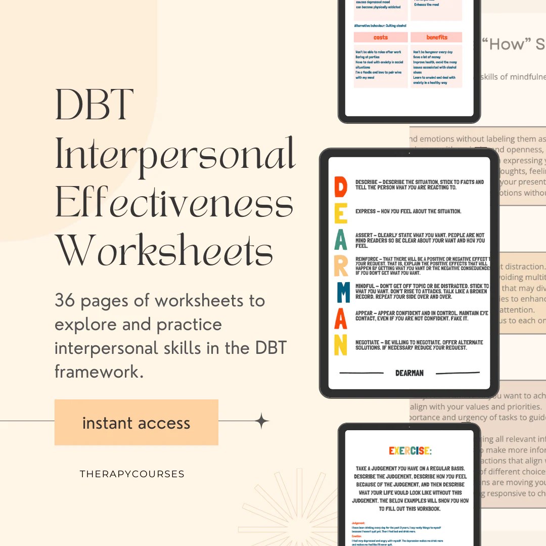 Dbt Interpersonal Effectiveness Worksheets Printable Pdf Therapy