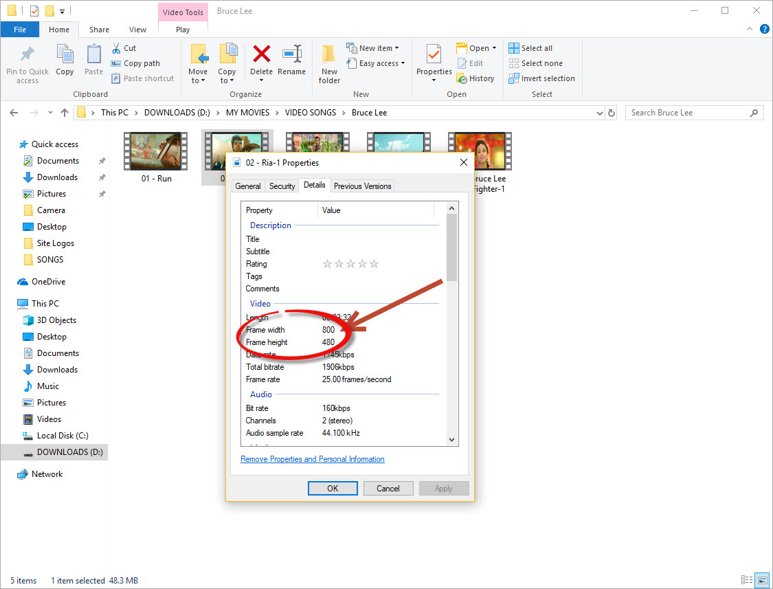 How to check Video Resolution and Frame Rate on Windows 10