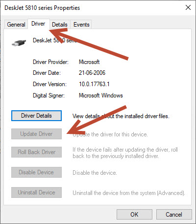 How to fix printer driver update problem in Windows 10