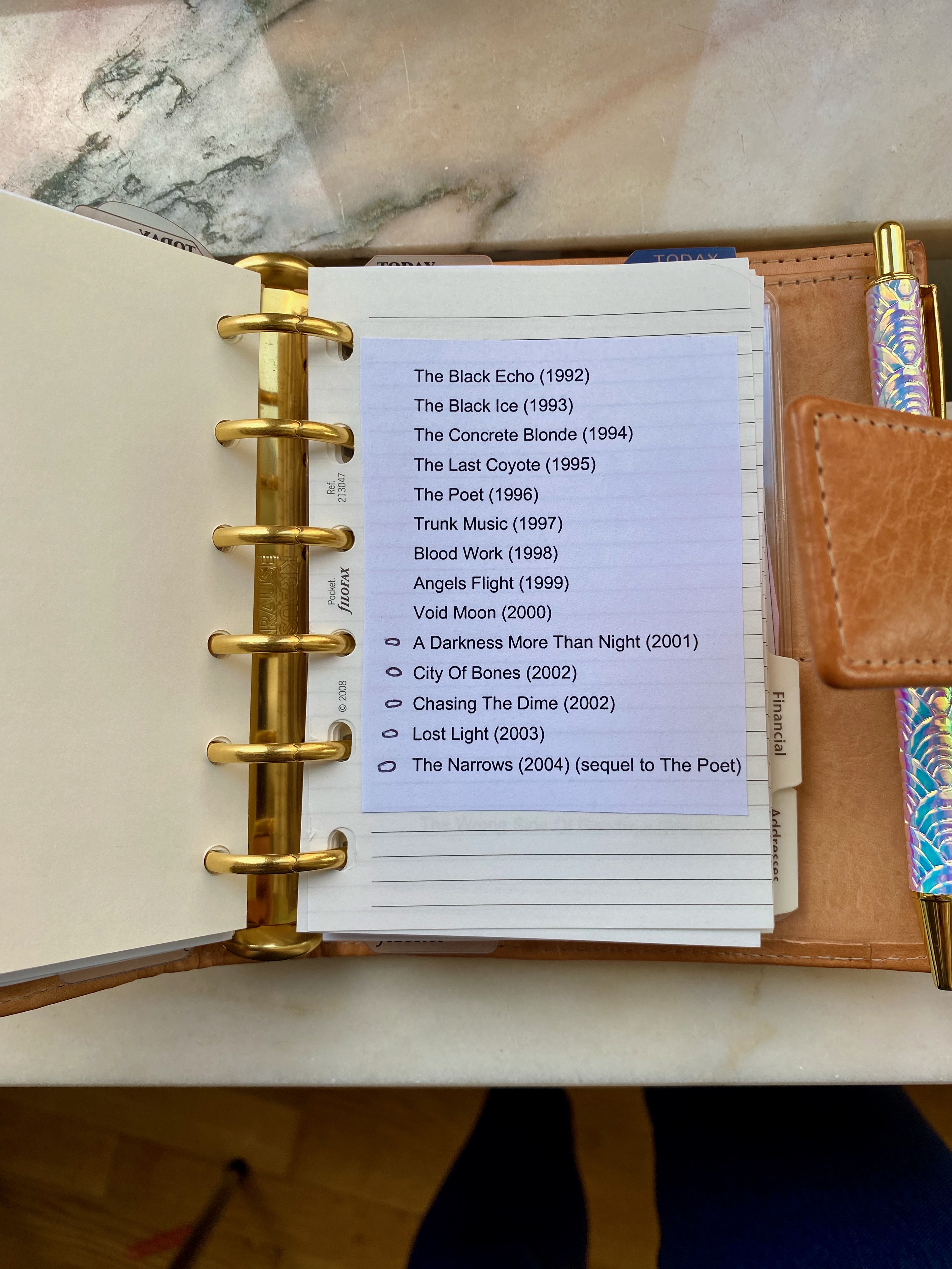 Filofax plastic dividers