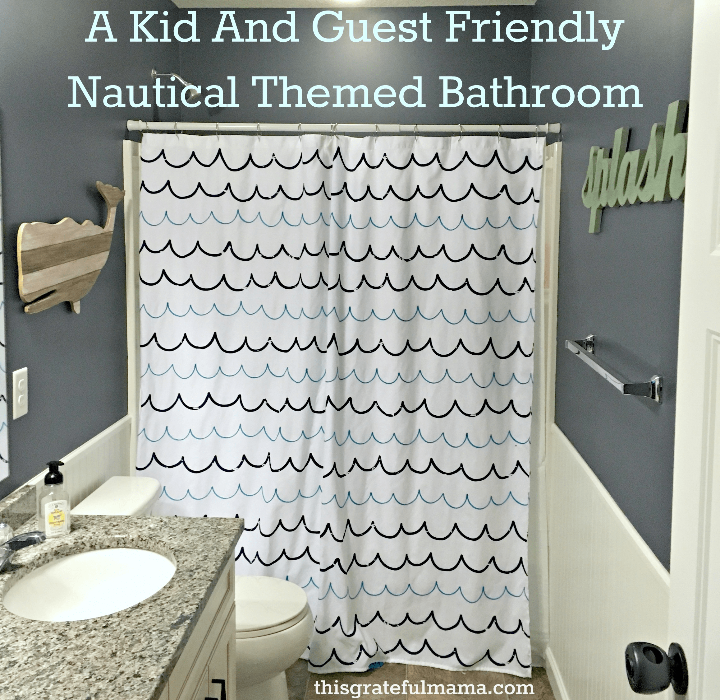 A Kid And Guest Friendly Nautical Themed Bathroom - This Grateful Mama