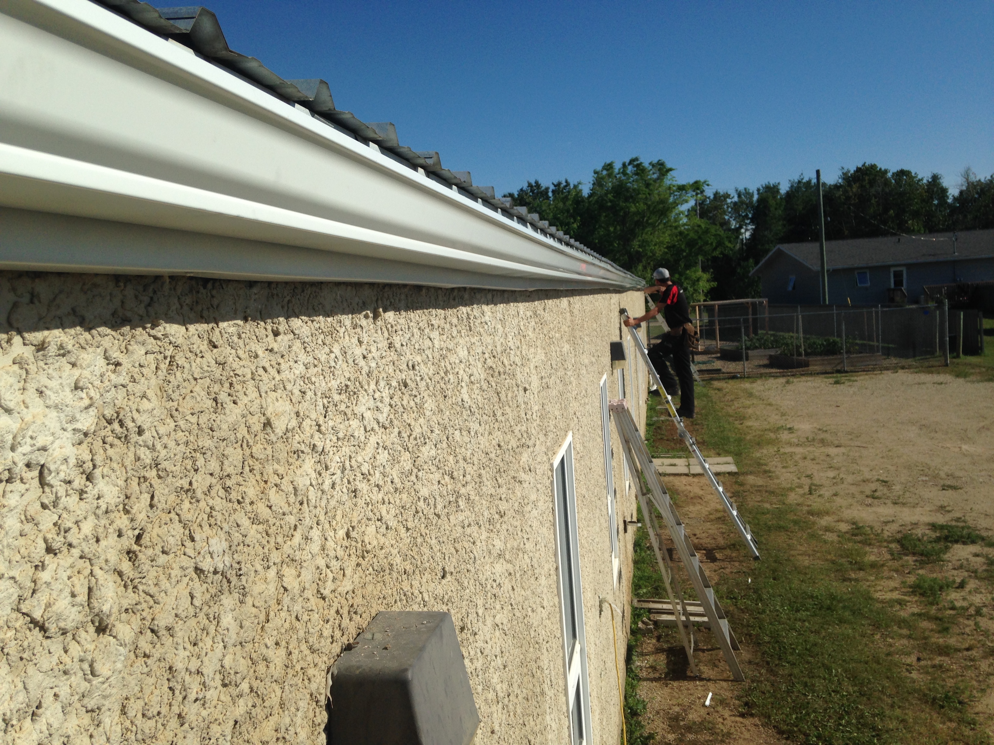 And in with the new 5" k style aluminum eavestrough!!! — Three Sons ...
