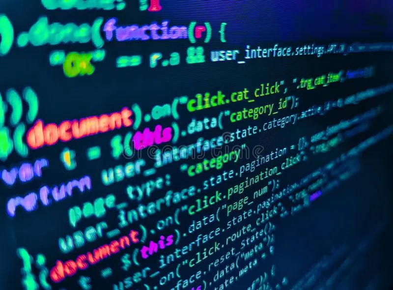 Abstract Computer Script About Big Data And Blockchain Database Web Site Codes On Computer - Premium Dark Illustration - High Resolution