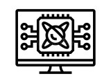 Algorithm Screen Quantum Computer Line Icon Vector Illustration Stock