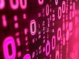 Binary Code Data Stream Digital Technology Background With Pink Digits