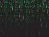 Binary Code Green And Dark Background With Fireworks Digits On Screen