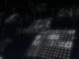 Binary Code Image Over Dark Background With Floating Numbers Stock