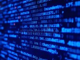 Close Up Of A Computer Screen Displaying Binary Code Stock Image