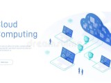 Cloud Computing Isometric Big Data Flow Processing Concept Cloud