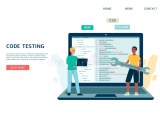 Code Testing Programming Debugging Application A Vector Landing Page