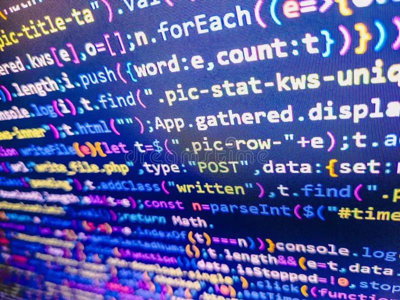 Coding Information And Html Script Test On Computer Developing New App - Ocean Art Collection - High Resolution Quality