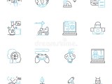Computer Software Linear Icons Set Code Program Application