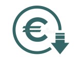 Cost Reduction Decrease Rupee Icon Vector Symbol Isolated On
