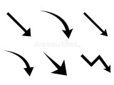 Curved Down Arrow Icon Set Decrease Bankrupt Loss Concept Stock
