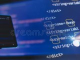 Cyber Space Concept Programming Code On Computer Screen Abstract