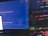 Cyber Space Concept Programming Code On Computer Screen Abstract