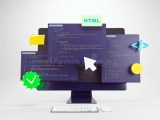 3d Rendering Of Computer Screen With Floating Html Css And Javascript