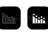Decrease Graph Icon On Black Square Statistic Concept Stock Vector