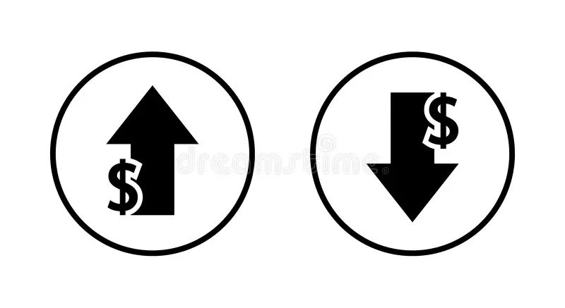 Increase And Decrease Dollar Price Icon Up And Down Currency Arrow - Colorful Wallpaper Collection - 4K Quality