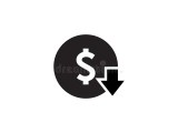 Dollar Cost Reduction Icon Vector Decrease Costs Sign Symbol Stock