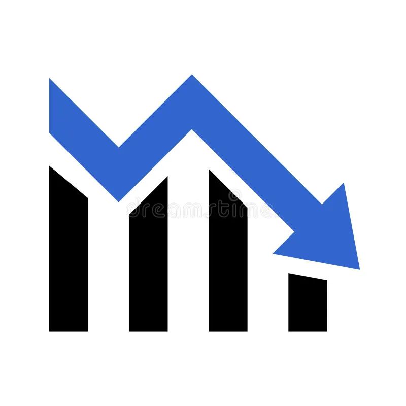 Down Graph Chart Arrow Drop Icon Decrease Downward Vector Market - City Art Collection - 8K Quality