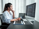 Female Developer Programmer Working On Coding Program Software Computer