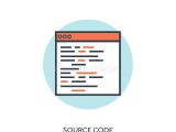 Flat Lined Document With Code Coding Programming Stock Vector