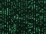 Green Matrix Style Binary Code Falling Numbers Digital Binary Code